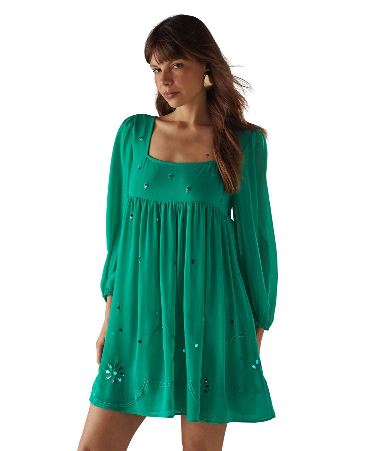 Click here for Warehouse Womens Hand Embellished Square Neck Mini... prices