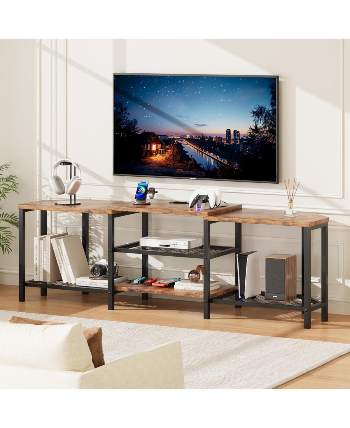 Click here for gaomon Tv Stand with 4 Open Shelves Corner Enterta... prices