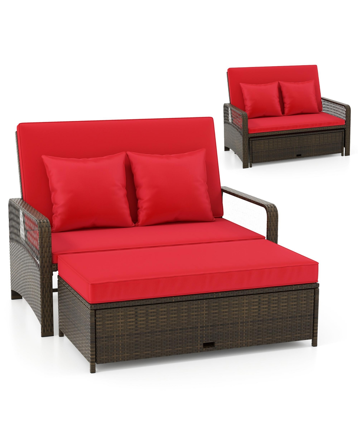 Click here for Gymax Patio Rattan Daybed Wicker Loveseat Sofa w/... prices