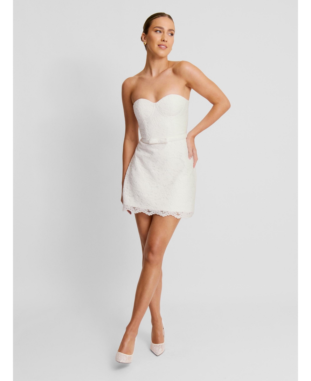 Click here for Six Stories Womens Lace Bandeau Corset Mini Dress... prices