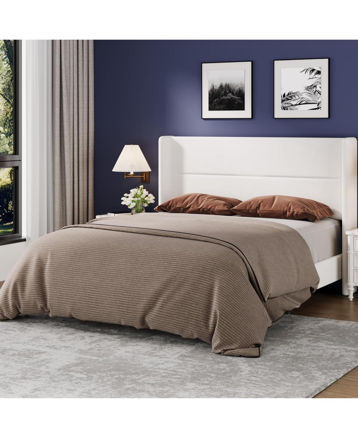 Click here for gaomon Bed Frame with Wingback Headboard  Velvet U... prices