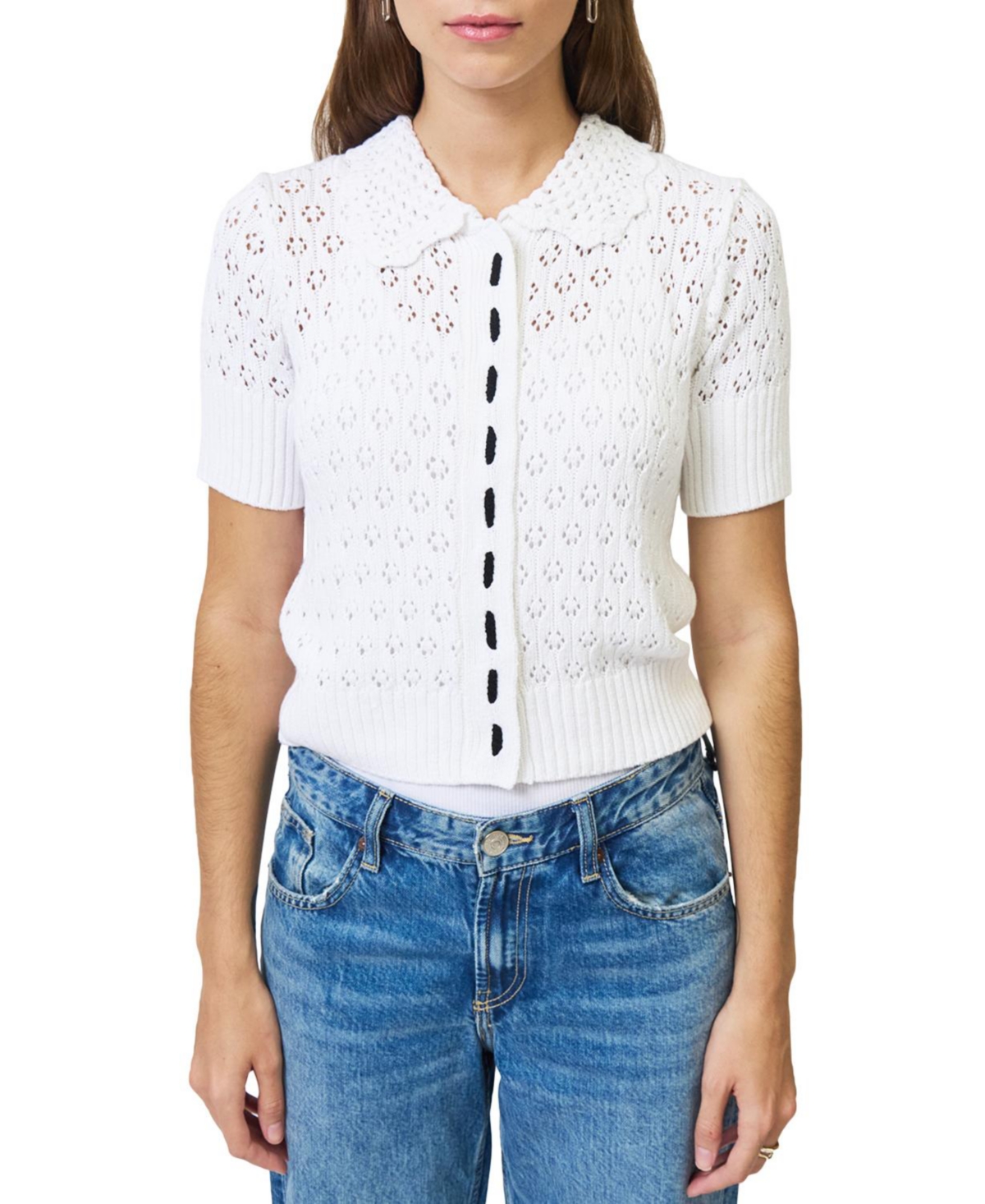 Click here for Central Park West Womens Charli Eyelet Stitch Top... prices