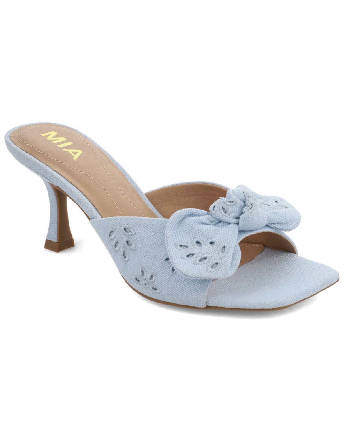 Click here for Mia Womens Elyzza Bow Slip-On Square-Toe Dress San... prices