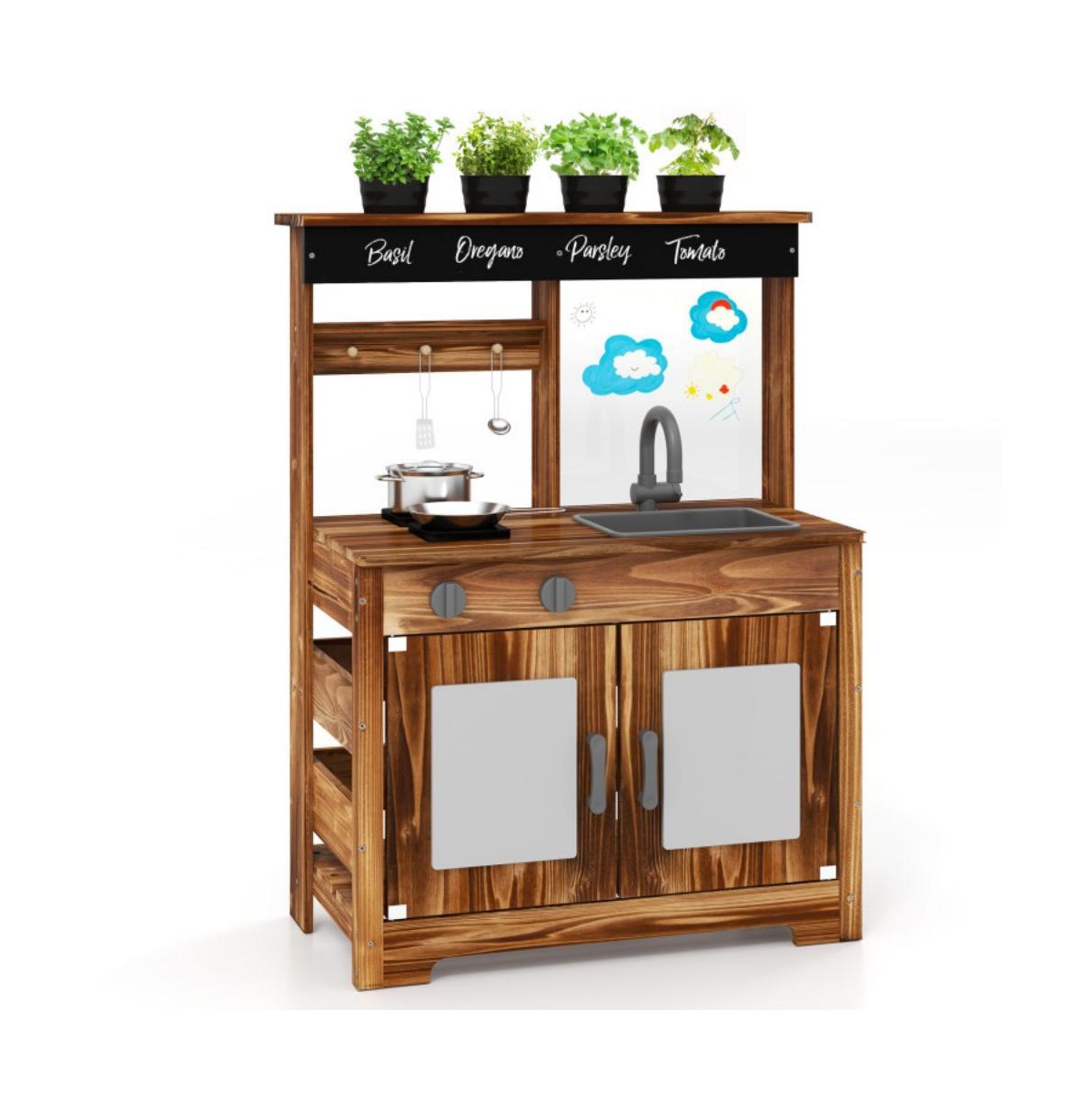 Click here for Hongge Mud Kitchen Fir Wood Play Kitchen with 4 Pa... prices