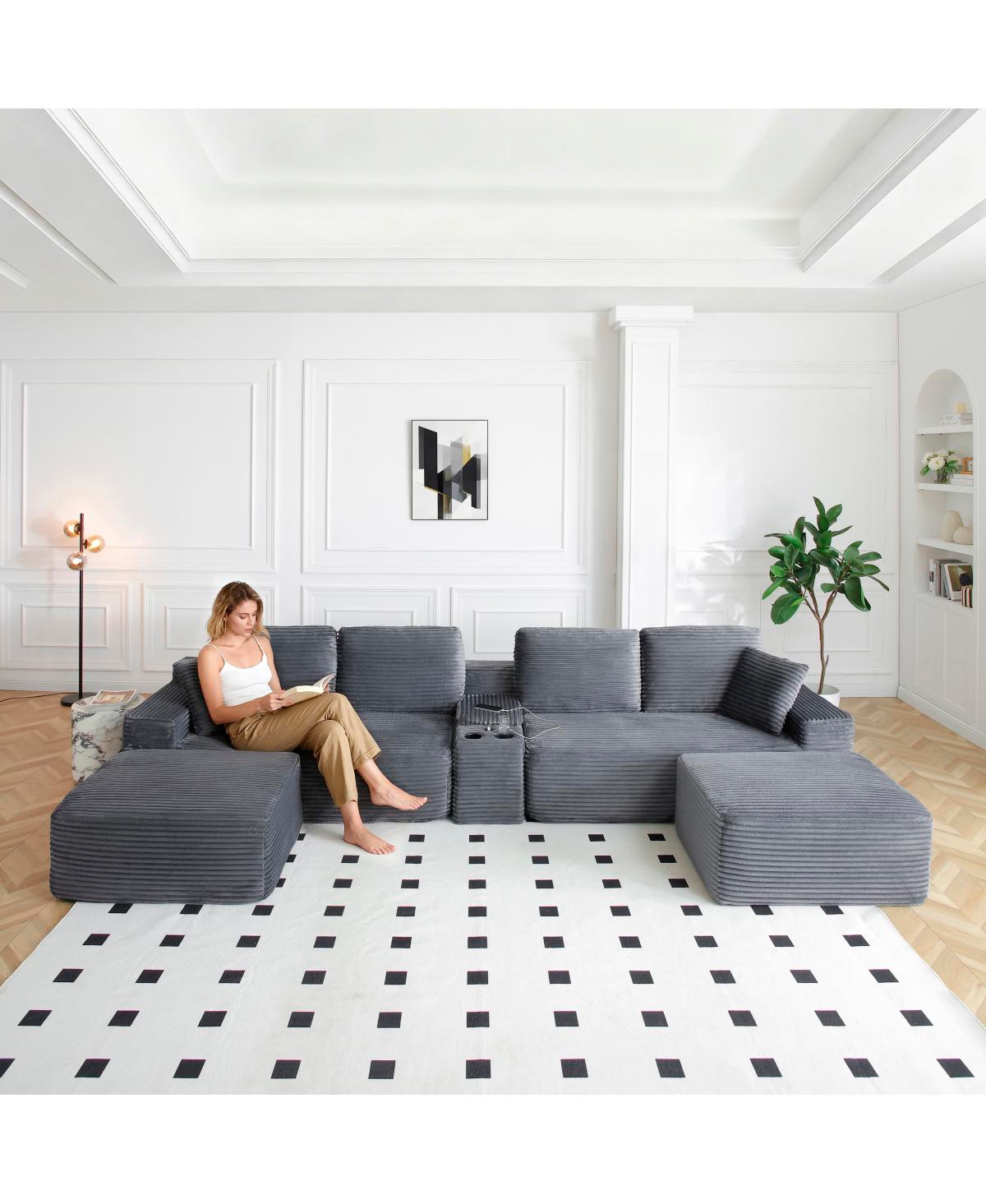 Click here for Streamdale Furniture 125 Sectional Sofa with 2 Ott... prices