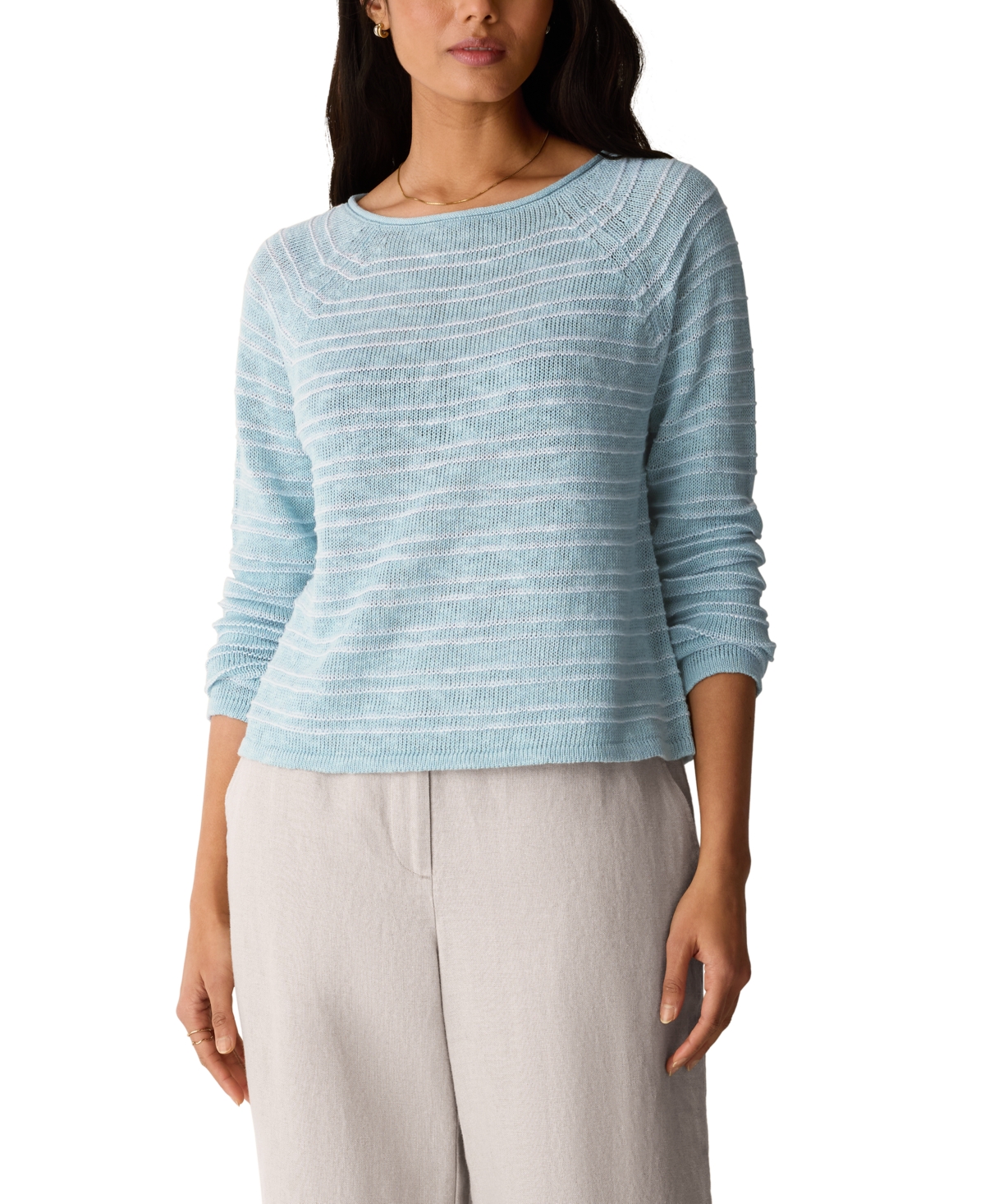 Click here for Eileen Fisher Womens Bateau Neck Textured Sweater... prices