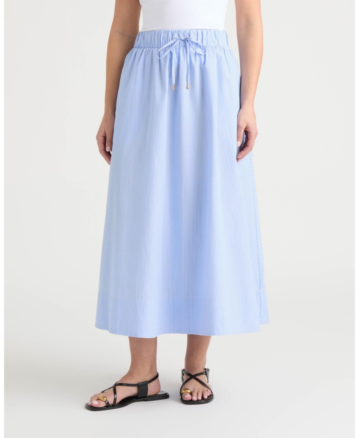 Click here for Ellen Tracy Womens Flare Skirt with Drawcord - Blu... prices