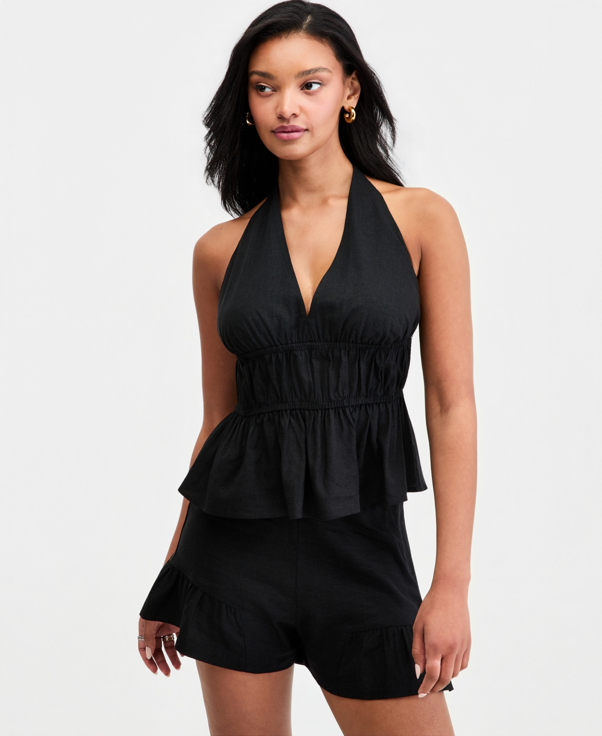 Click here for Bar Iii Womens Linen-Blend Halter Top  Macys Exclu... prices