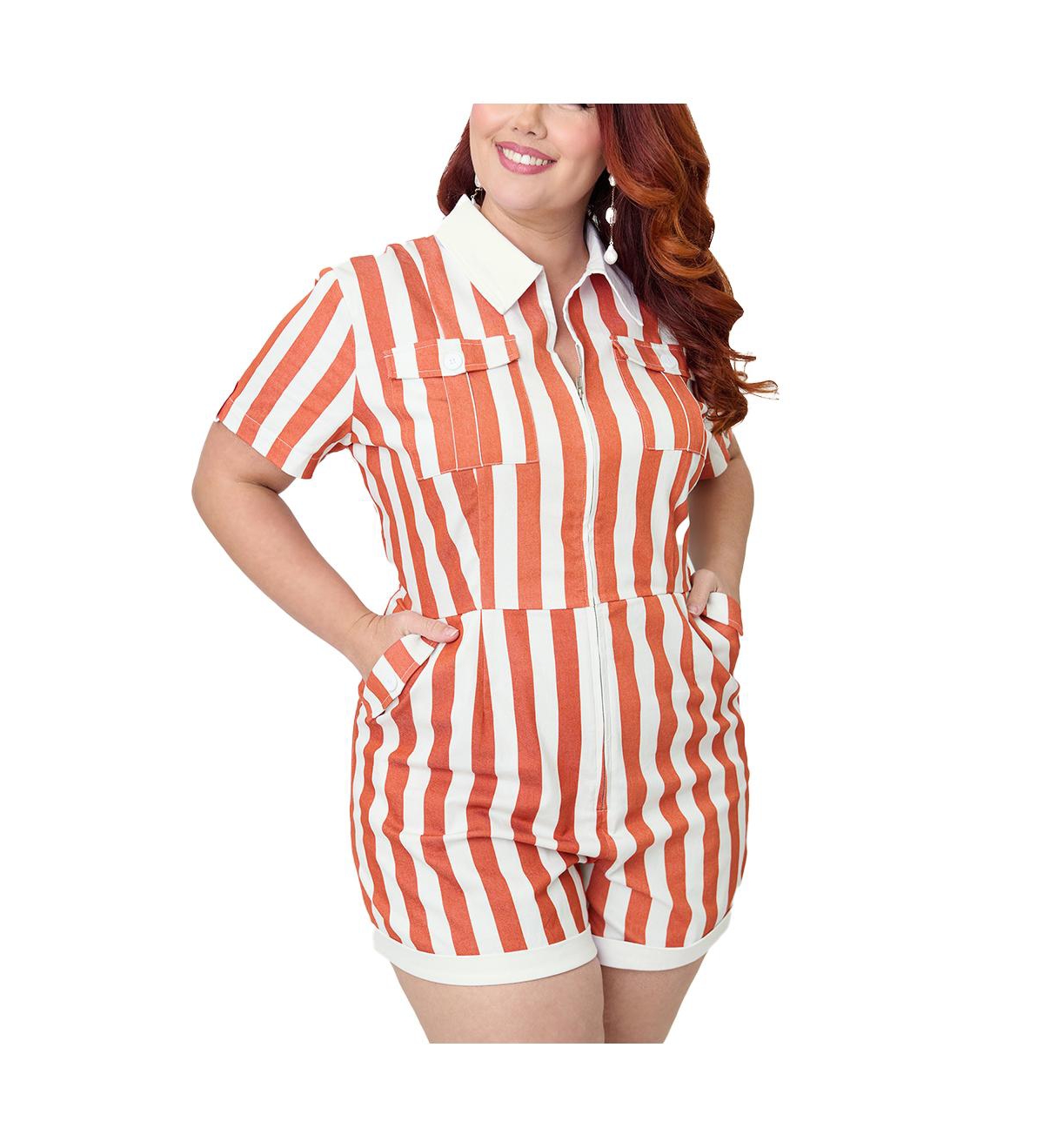 Click here for Unique Vintage Plus Size 1960s Mia Romper - Rust... prices