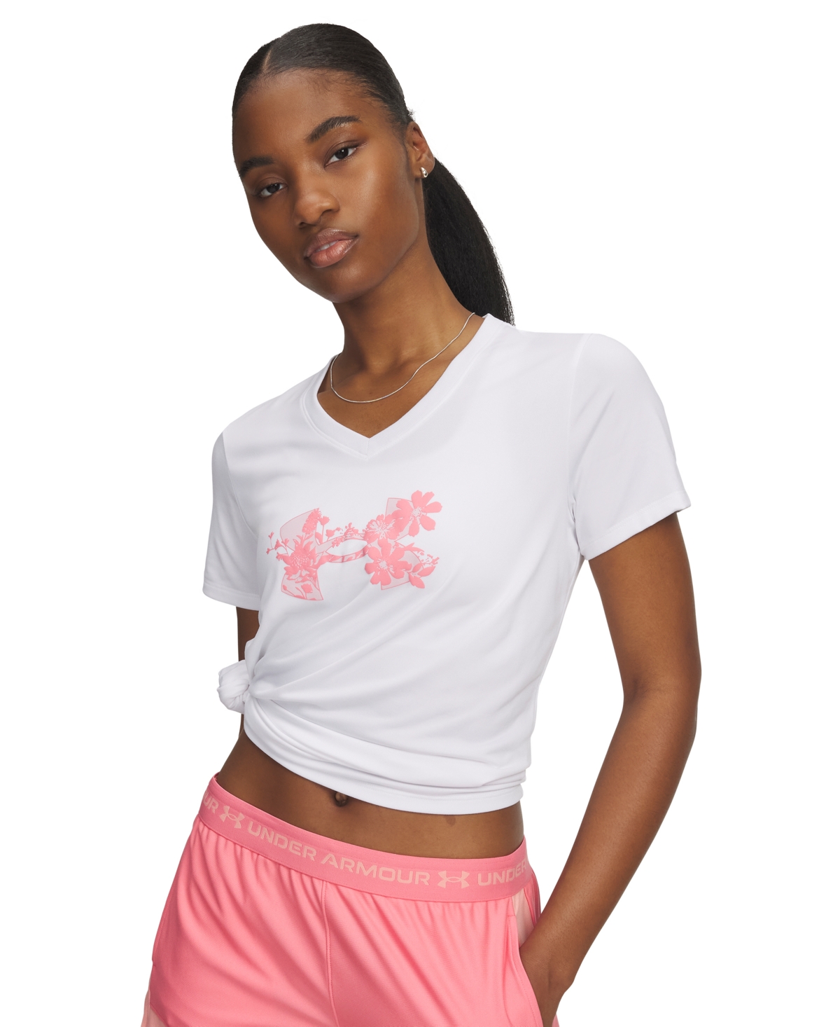 Click here for Under Armour Womens V-Neck Short-Sleeve Top - Whit... prices