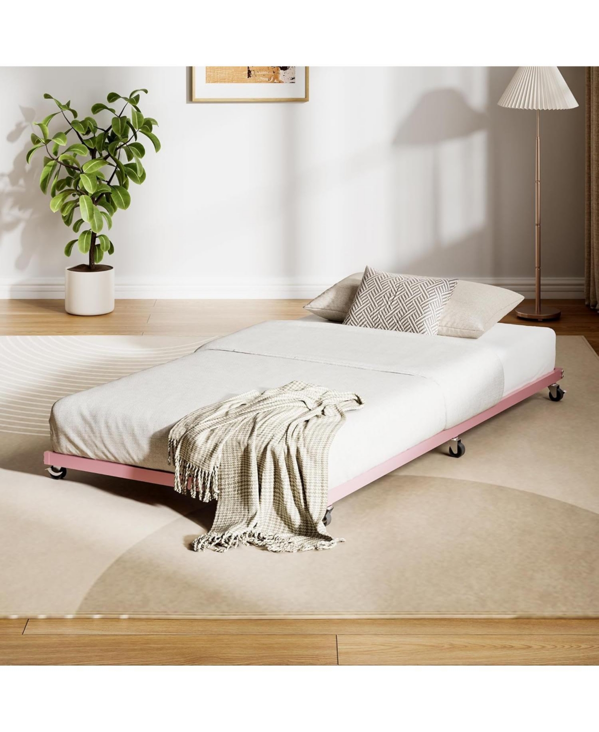 Click here for gaomon Twin Size Metal Roll-Out Trundle Bed Frame... prices