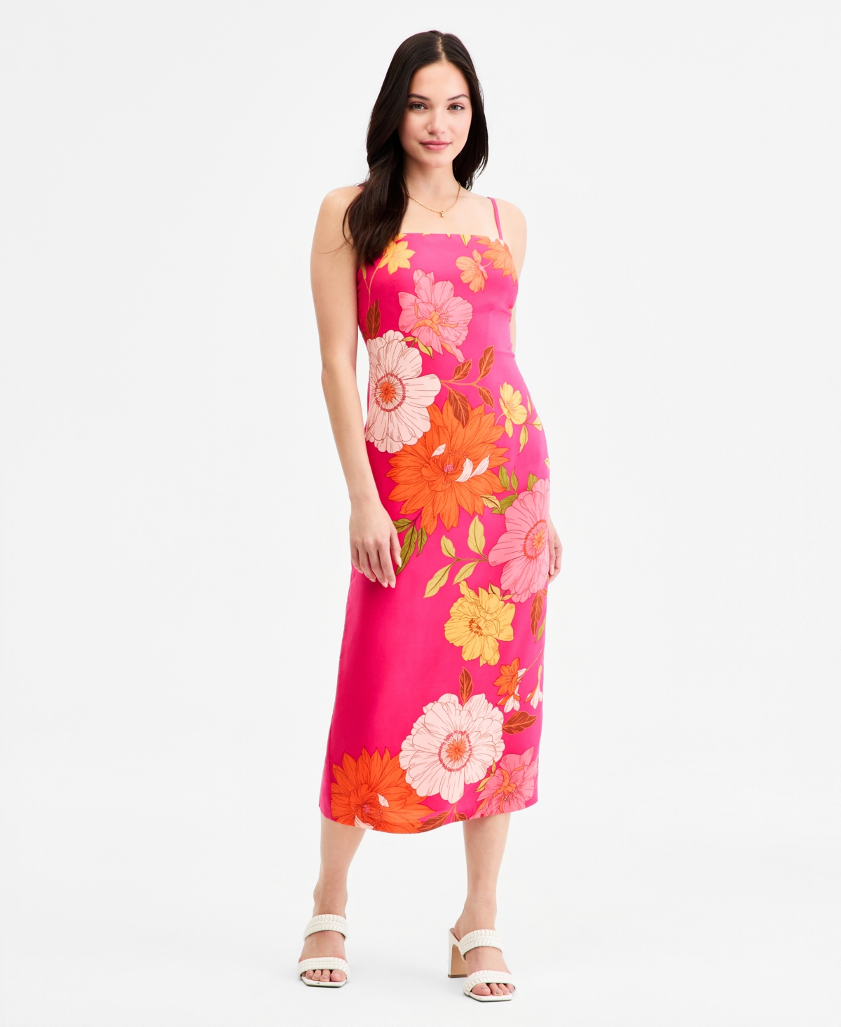 Click here for Vince Camuto Womens Printed Challis Midi Dress - D... prices