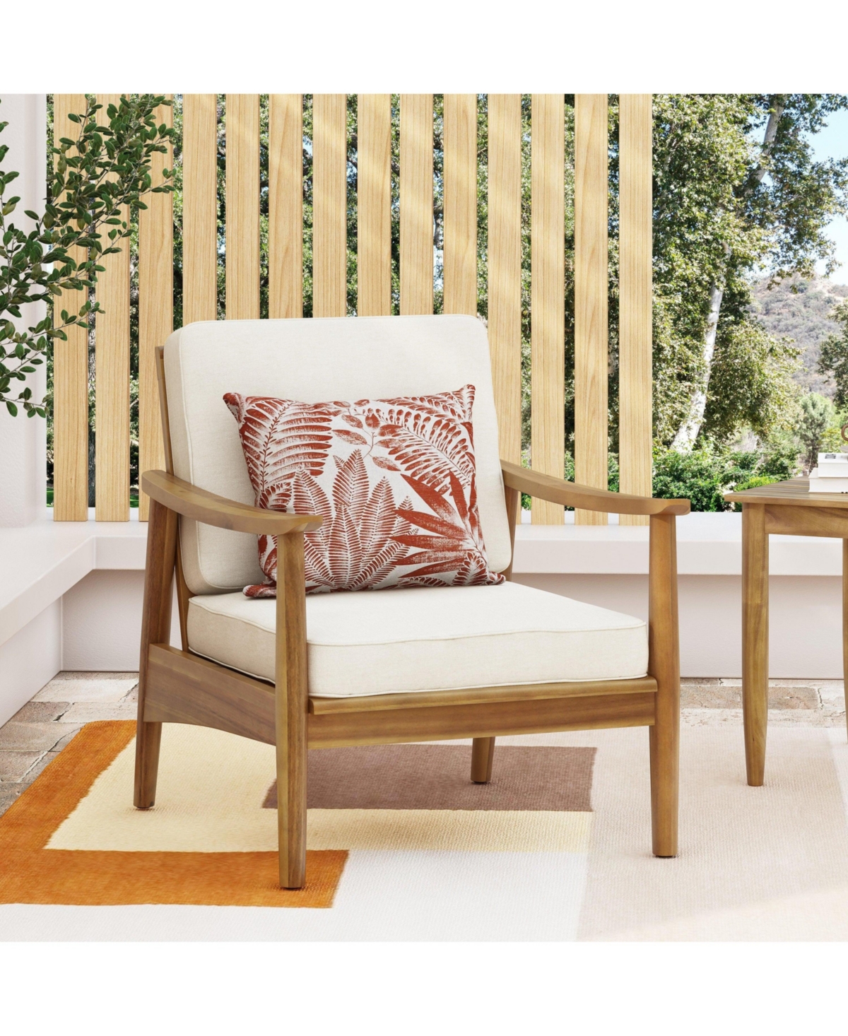 Click here for Mondawe Wood Outdoor Club Chair with Thick Cushion... prices
