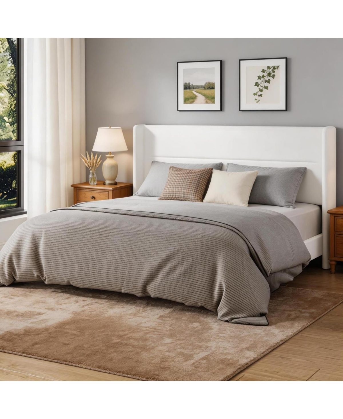 Click here for gaomon King Velvet Bed Frame with Wingback Headboa... prices