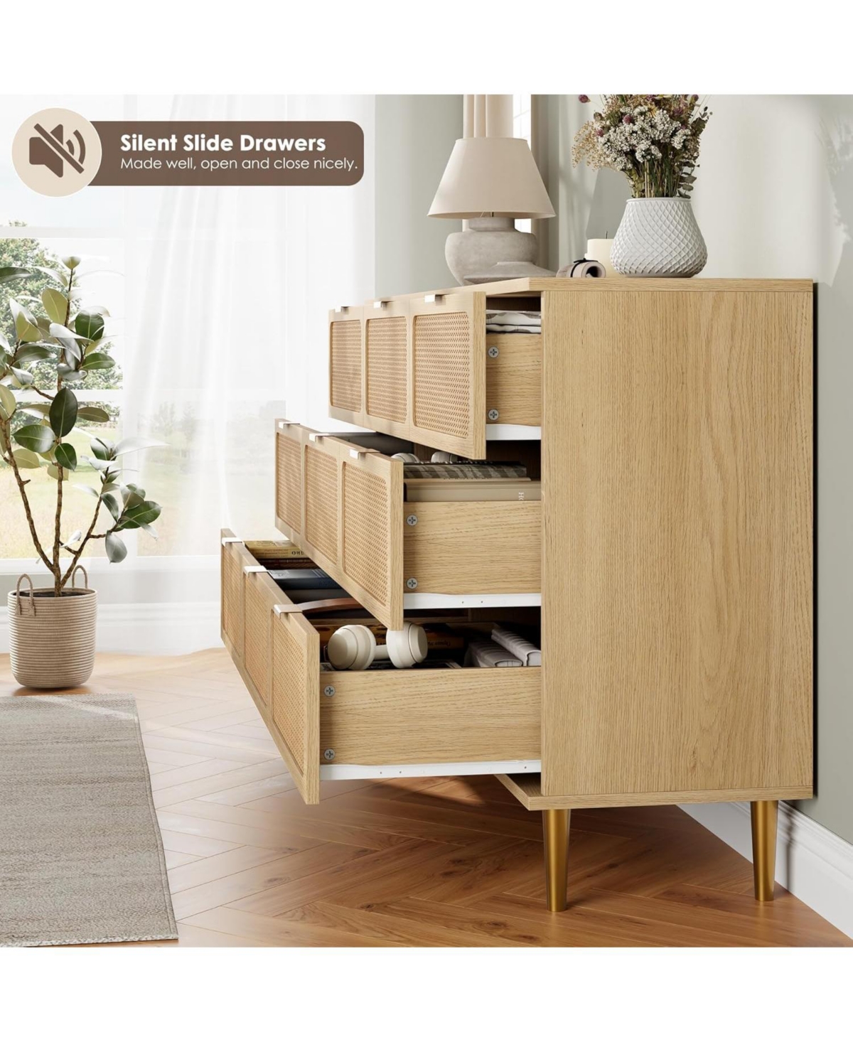 Click here for gaomon Rattan 9 Drawer Dresser Tall Modern Closet... prices