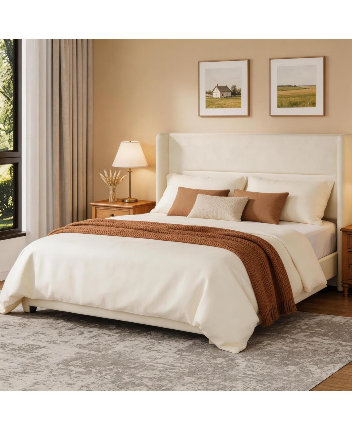 Click here for gaomon Queen Velvet Bed Frame with Wingback Headbo... prices