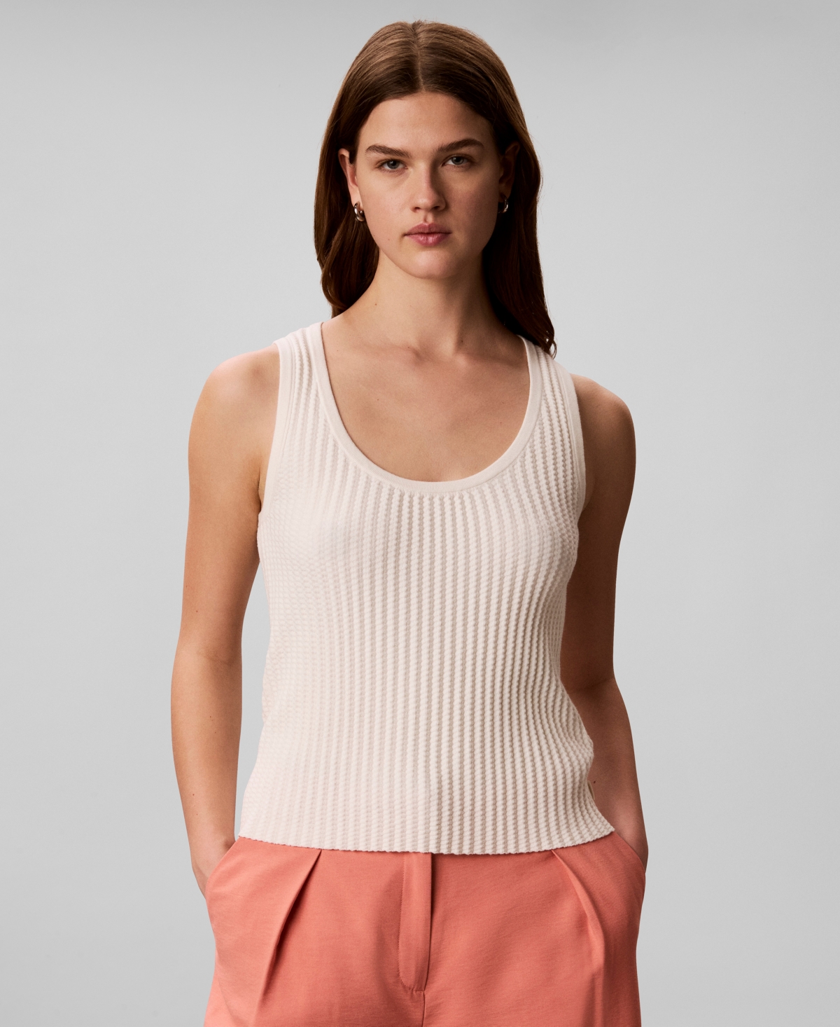 Click here for Calvin Klein Womens Zigzag Rib Scoop Neck Tank Top... prices
