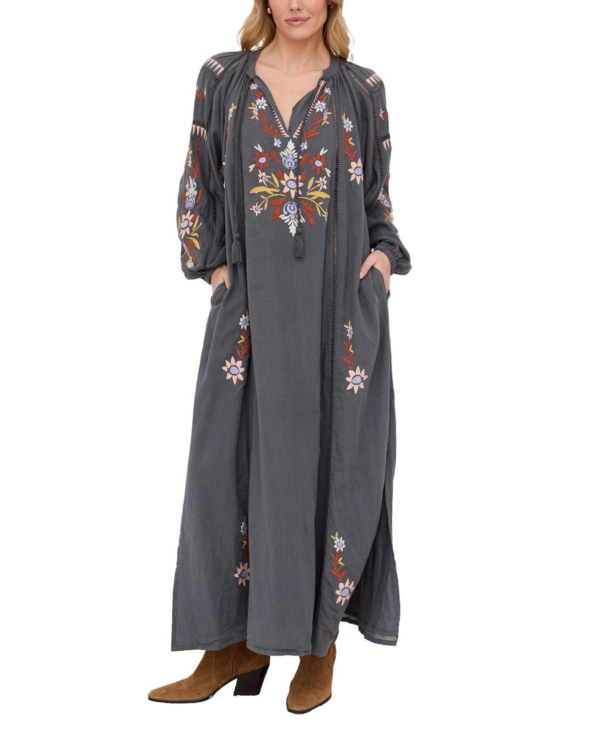 Click here for Raffya Womens Elisa Kaftan Style Embroidered Maxi... prices