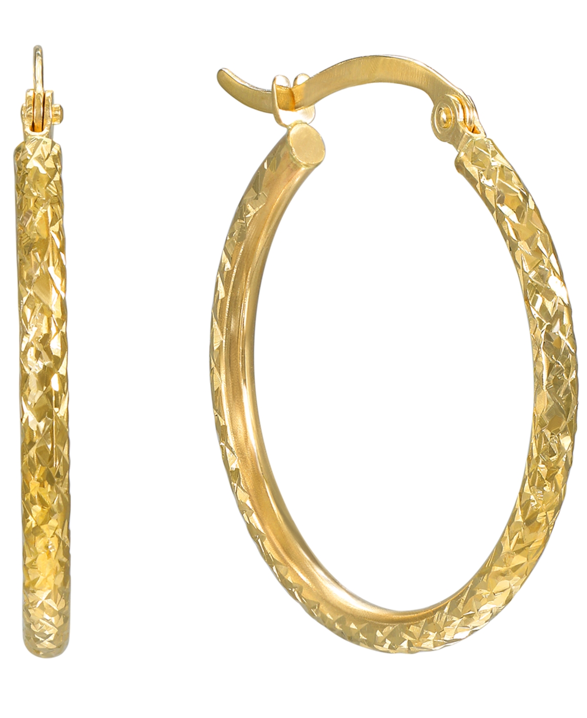 Click here for Macys Diamond Cut Hoop Earrings in 10k Yellow Gold... prices