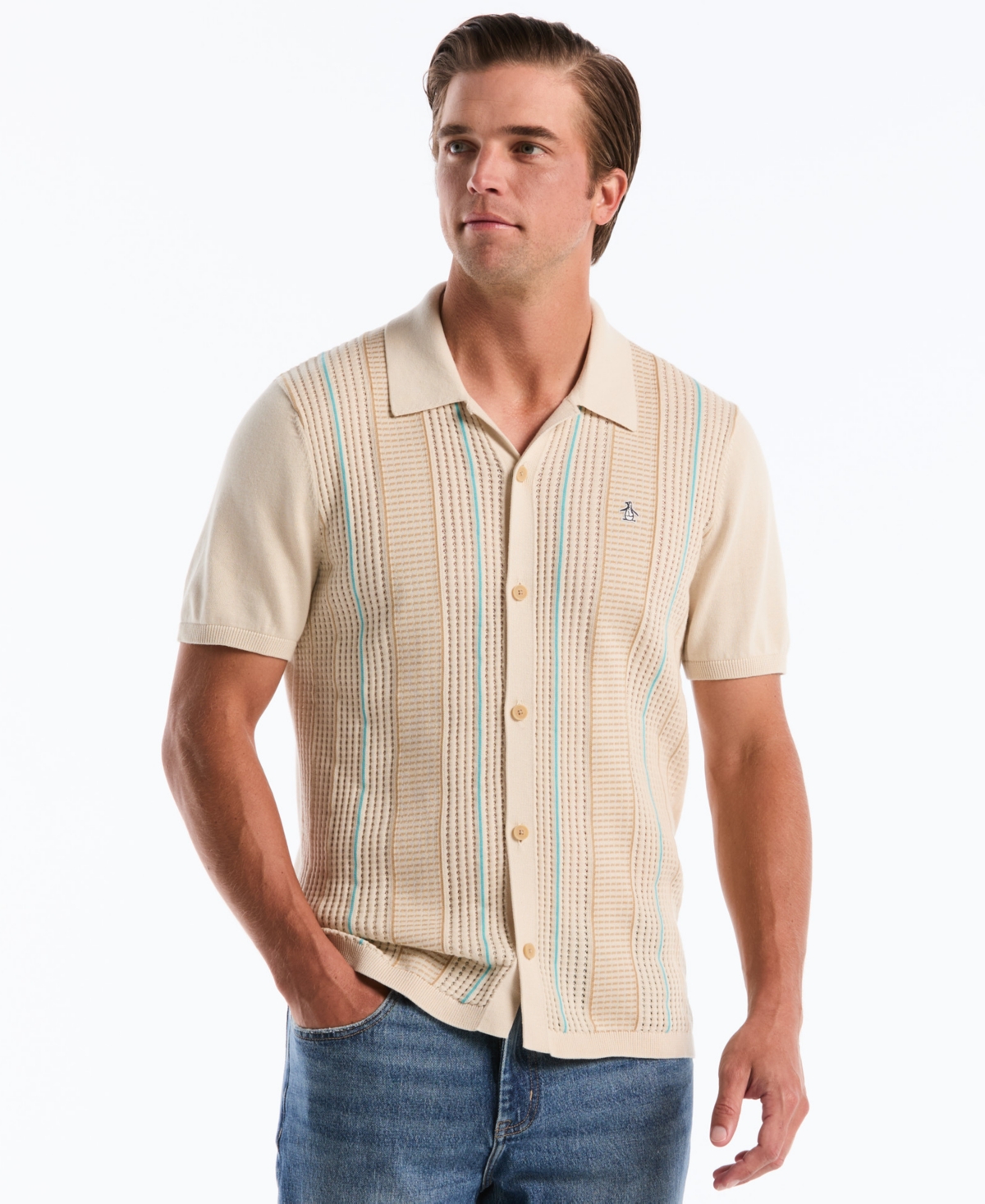 Click here for Original Penguin Mens Cotton Vertical Stripe Sweat... prices