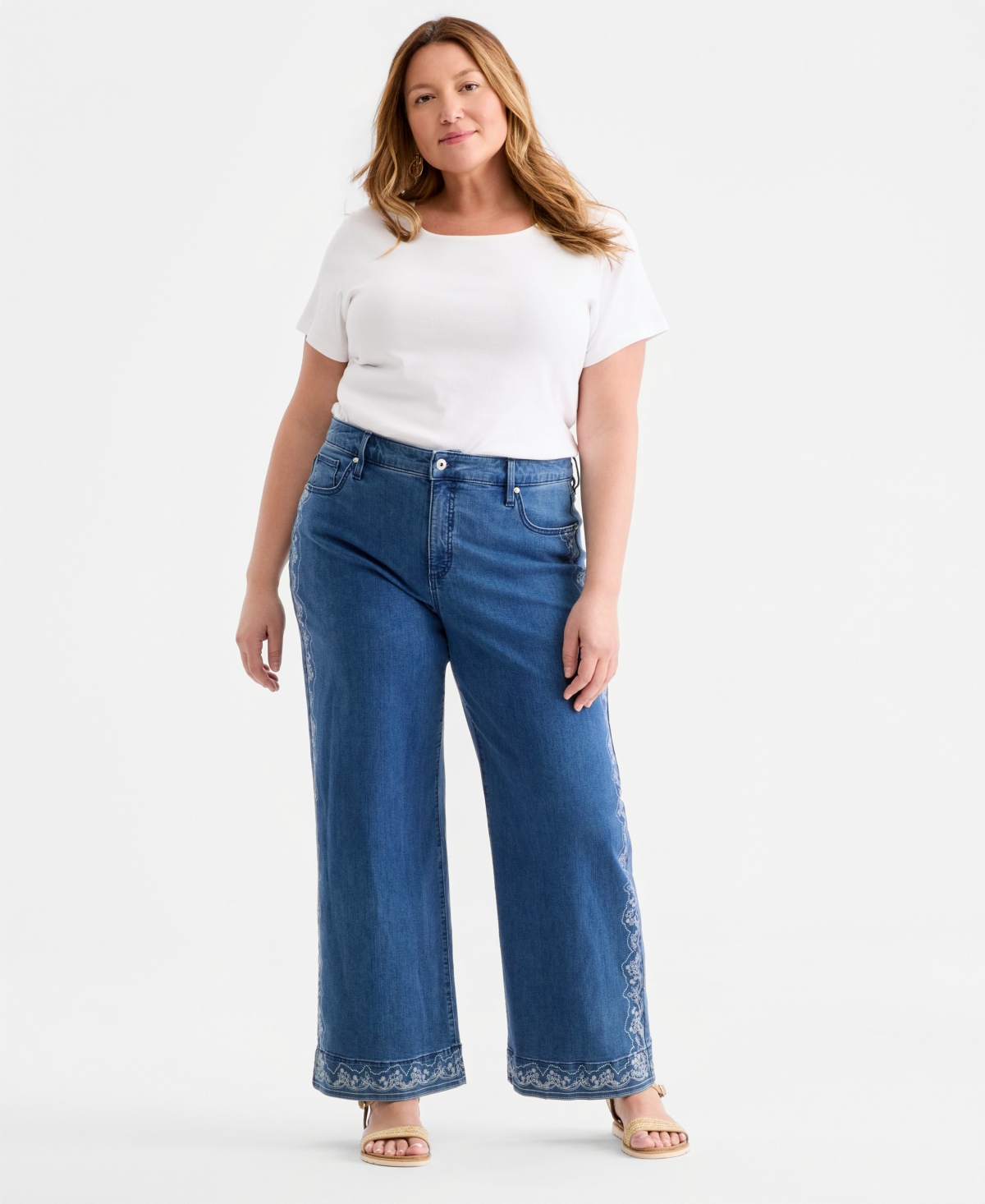Click here for Style & Co Plus Size High-Rise 5-Pocket Wide-Leg J... prices