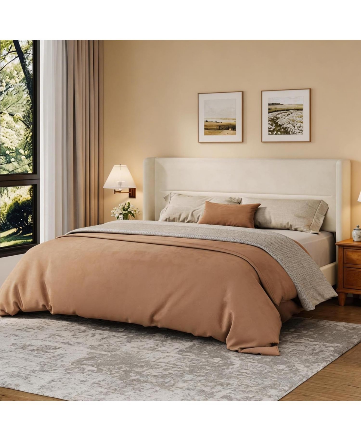 Click here for gaomon King Velvet Bed Frame with Wingback Headboa... prices