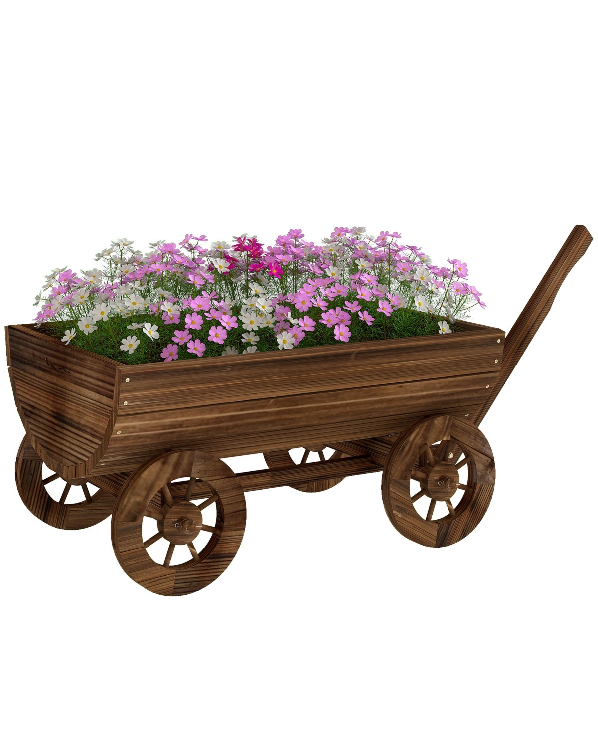 Click here for Outsunny Wooden Wagon Planter Box  Mobile Garden P... prices