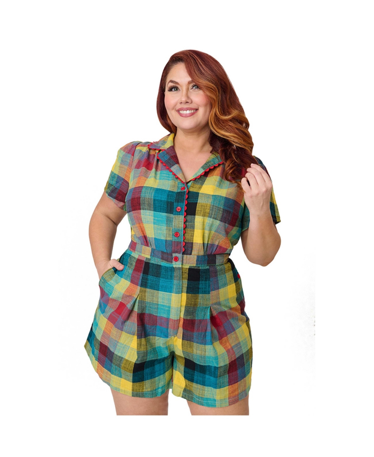 Click here for Unique Vintage Womens Plus Size Button Front Rompe... prices