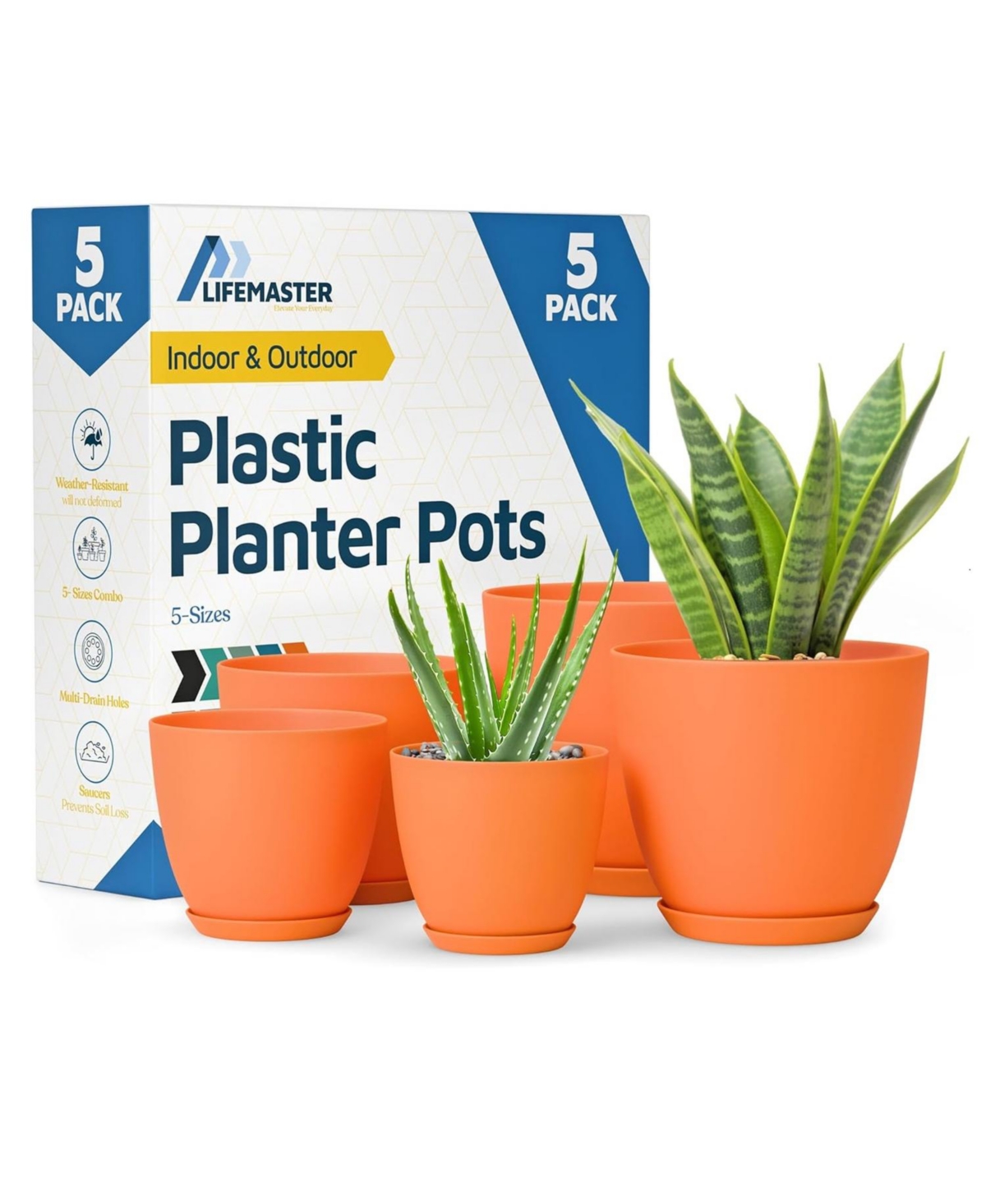 Click here for Lifemaster Yellow Plant Pots 5 Pack with Drainage... prices