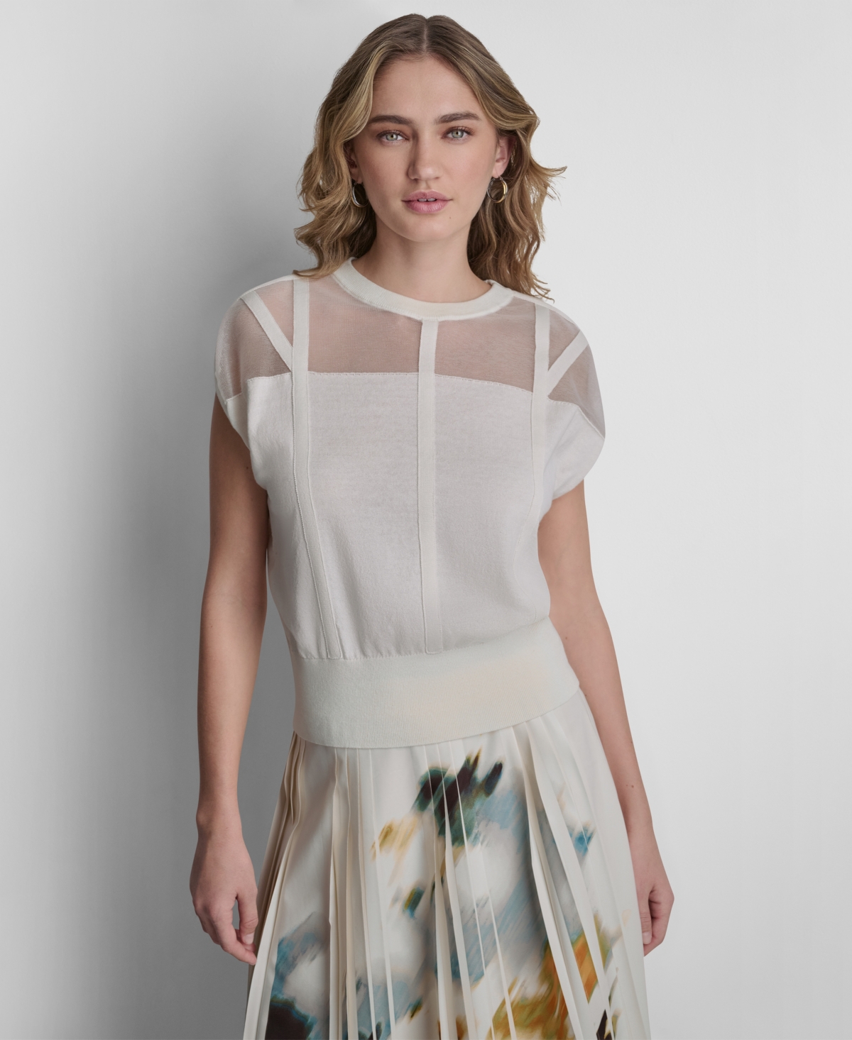 Click here for Dkny Womens Corset Seam Sheer Yarn Crewneck Sweate... prices