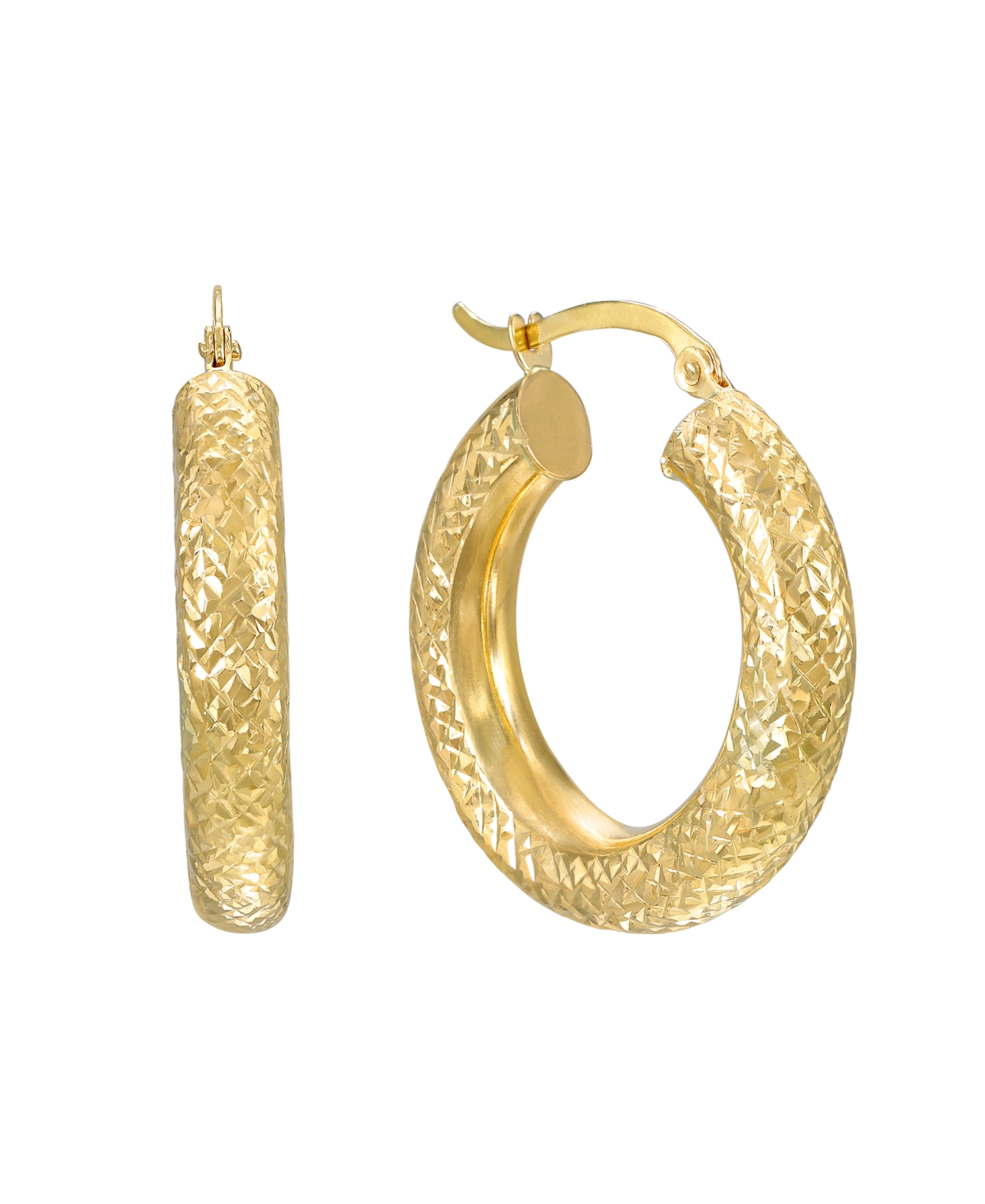 Click here for Macys Diamond Cut Hoop Earrings in 10k Yellow Gold... prices