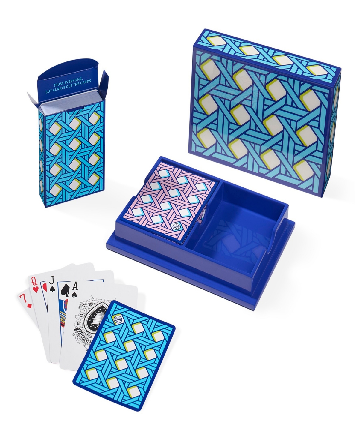 Click here for Jonathan Adler Basketweave Lacquer Card Set - Blue prices