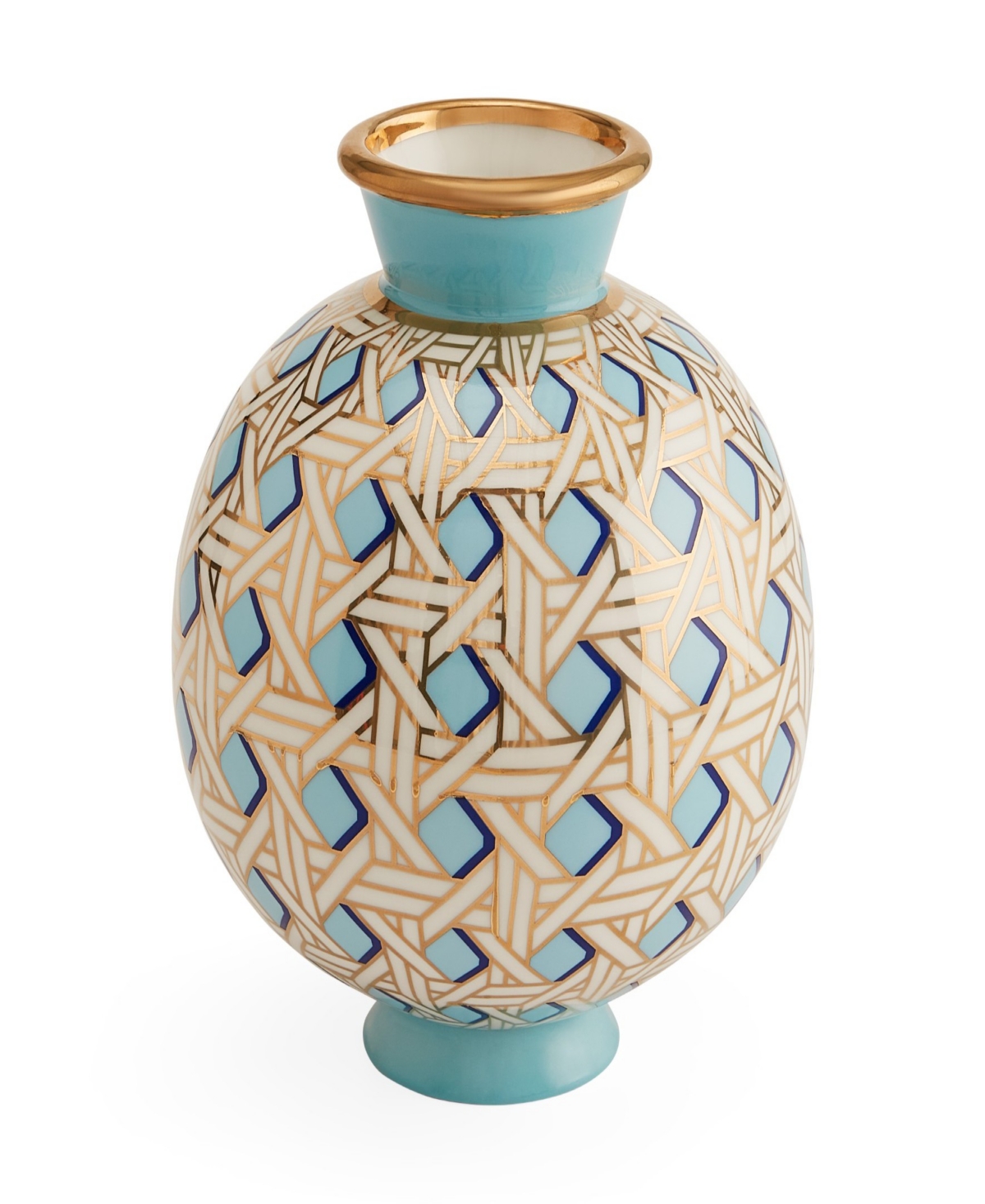 Click here for Jonathan Adler Basketweave 60 oz. Round Vase - Blu... prices