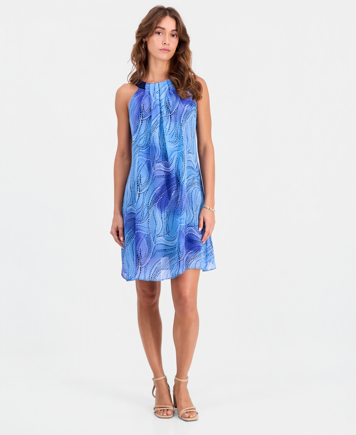 Click here for Robbie Bee Petite Printed Sleeveless Trapeze Dress... prices