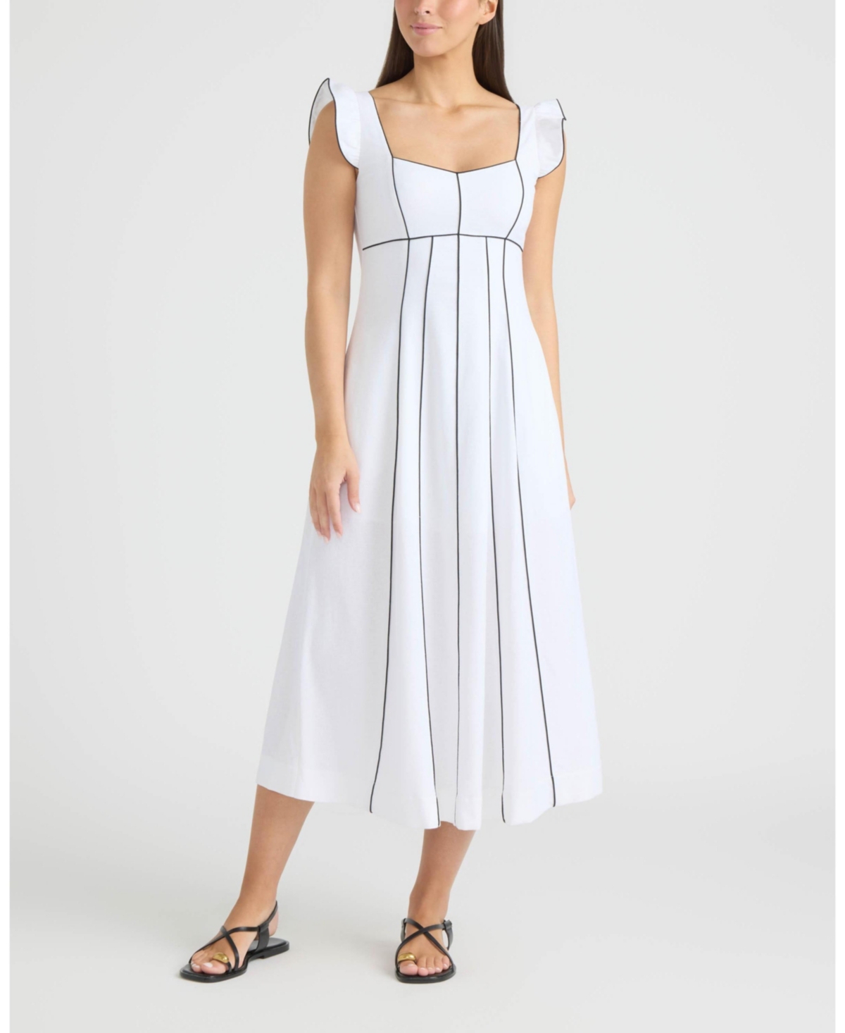Click here for Ellen Tracy Womens Linen Dress with Contrast Pippi... prices