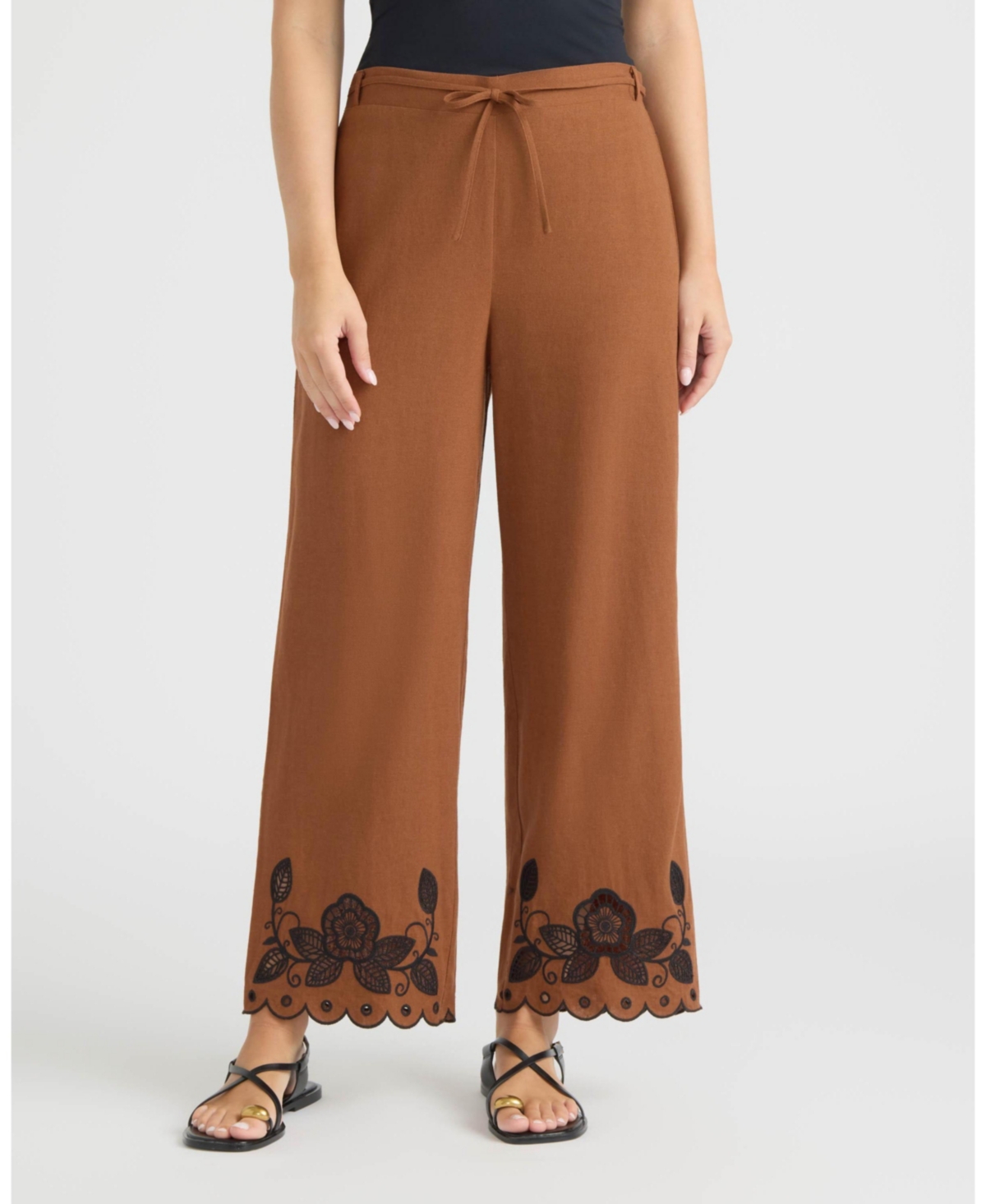 Click here for Ellen Tracy Womens Pull-On Cropped Pant with Embro... prices