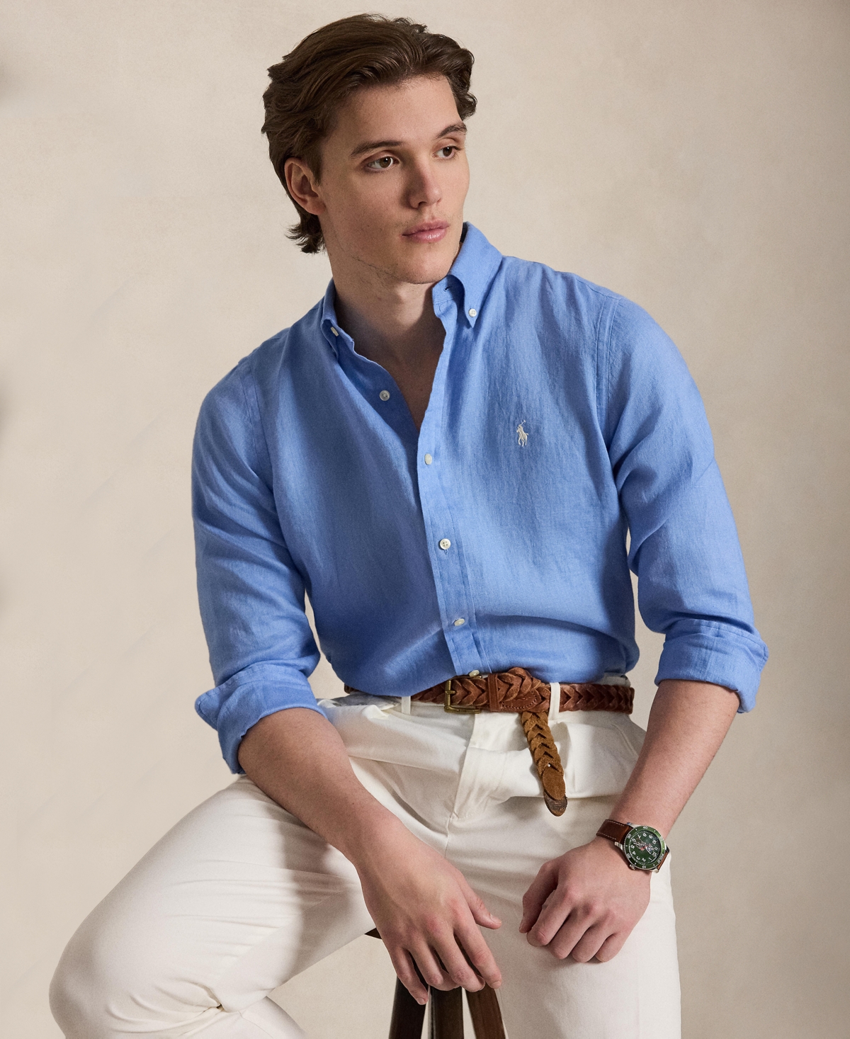 Click here for Polo Ralph Lauren Mens Classic Fit Linen Shirt - B... prices