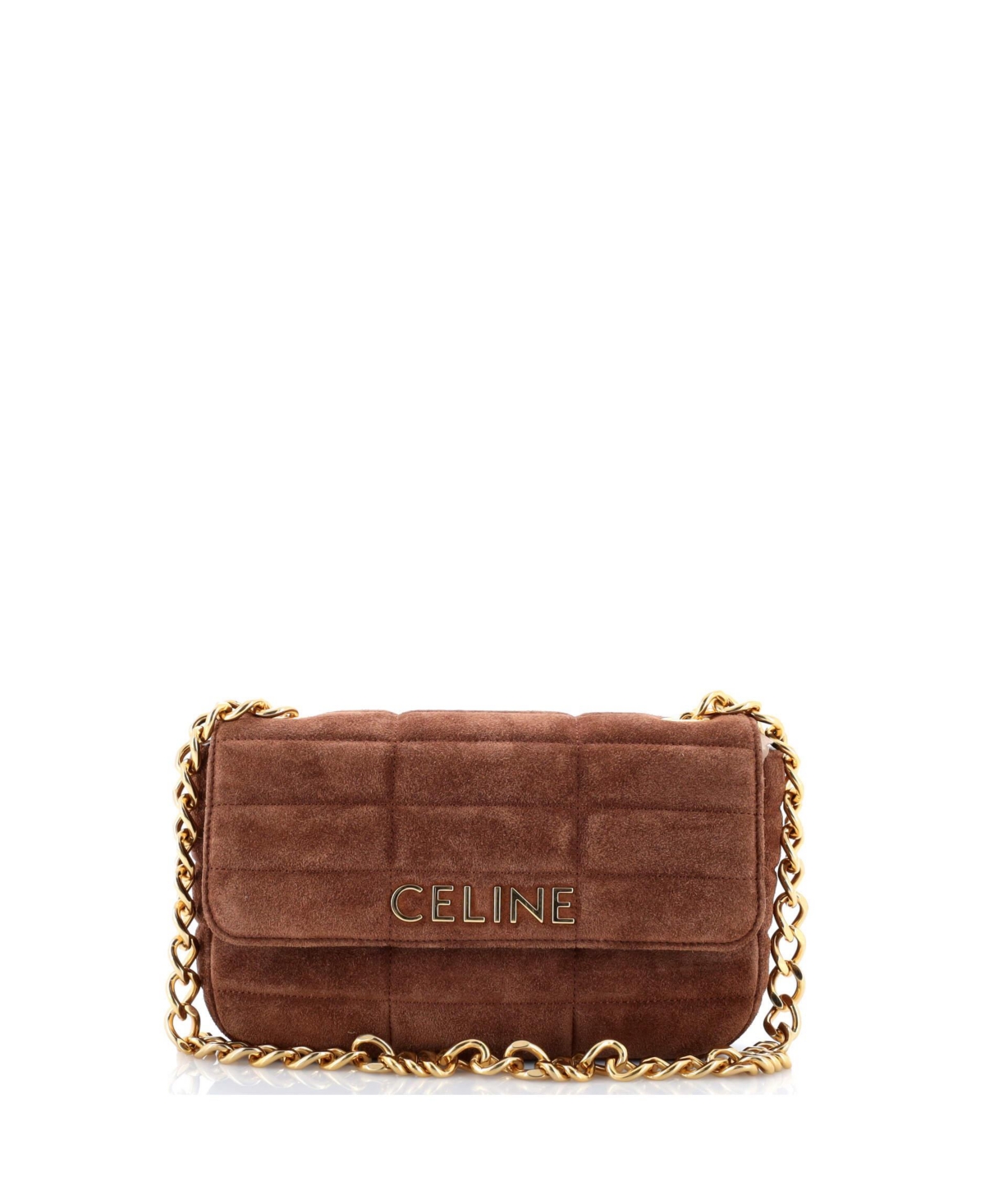Click here for Pre-Owned Celine Small Logo Chain Flap Bag Quilted... prices