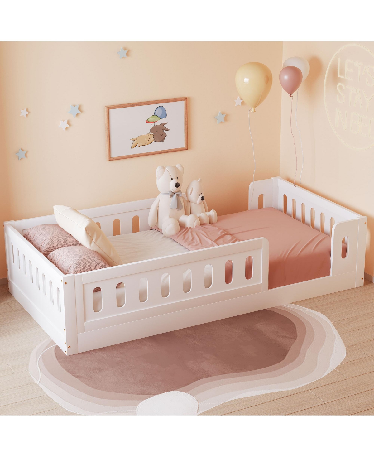 Click here for flynama Twin Size Wood Platform Bed Guardrail prices