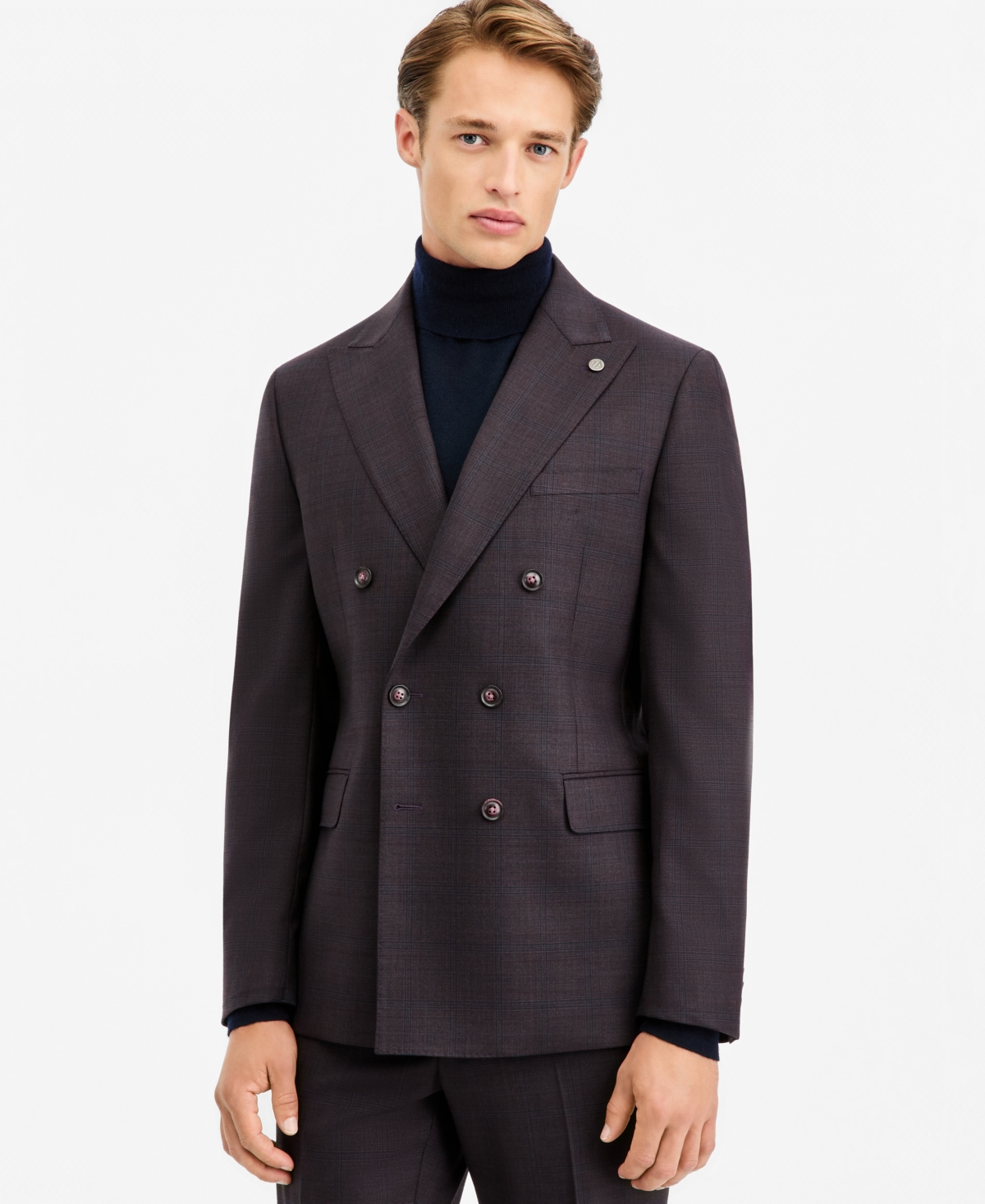 Click here for Ted by Ted Baker Mens Modern-Fit Burgundy Plaid Su... prices