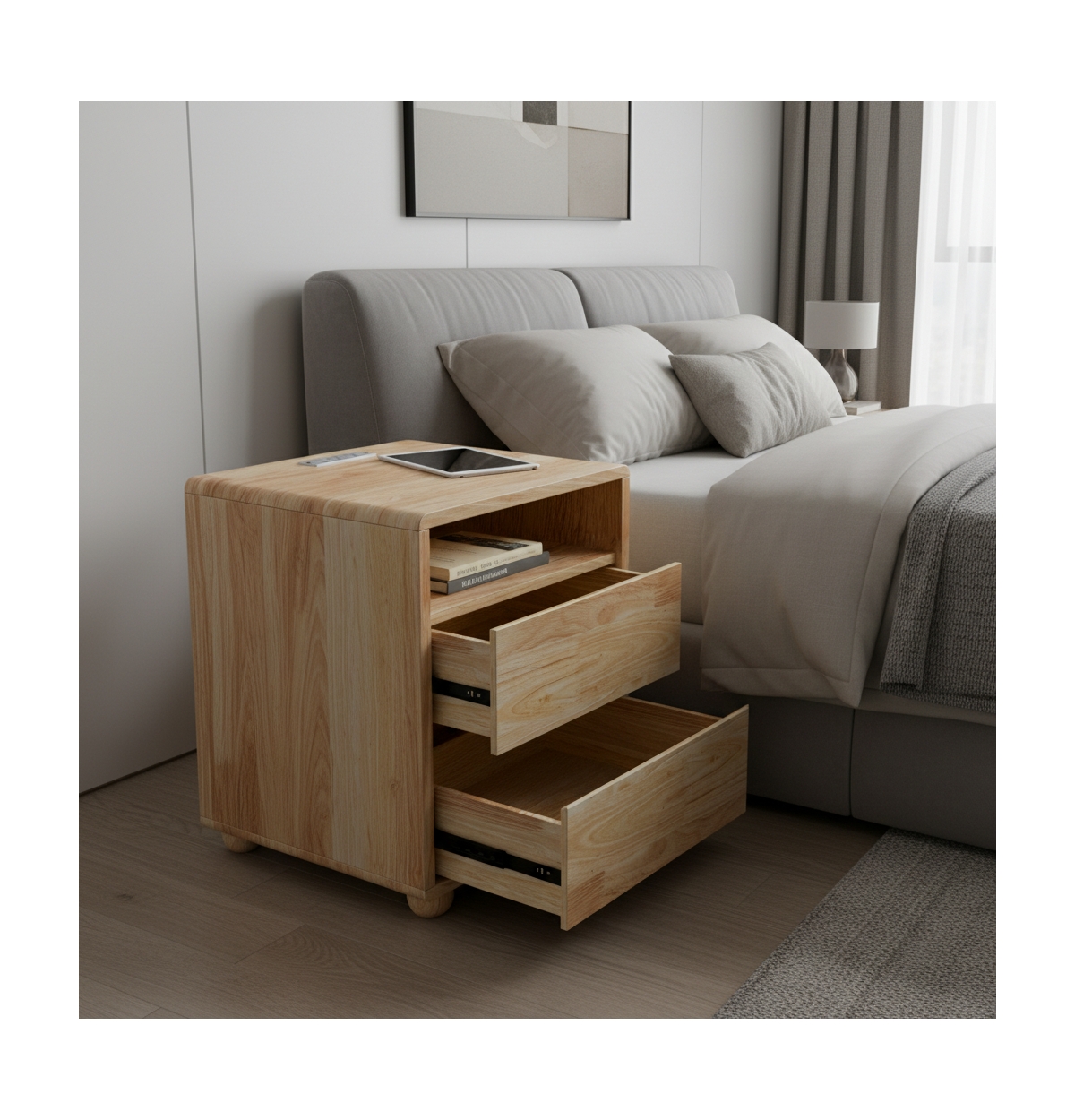 Click here for Flynama Elegant Modern Wooden Nightstand with 2 Dr... prices