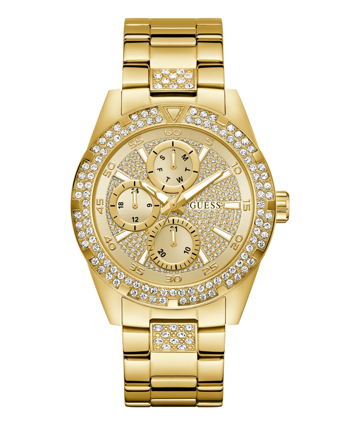 Click here for Guess Mens Quartz Gold-Tone Stainless Steel Watch... prices