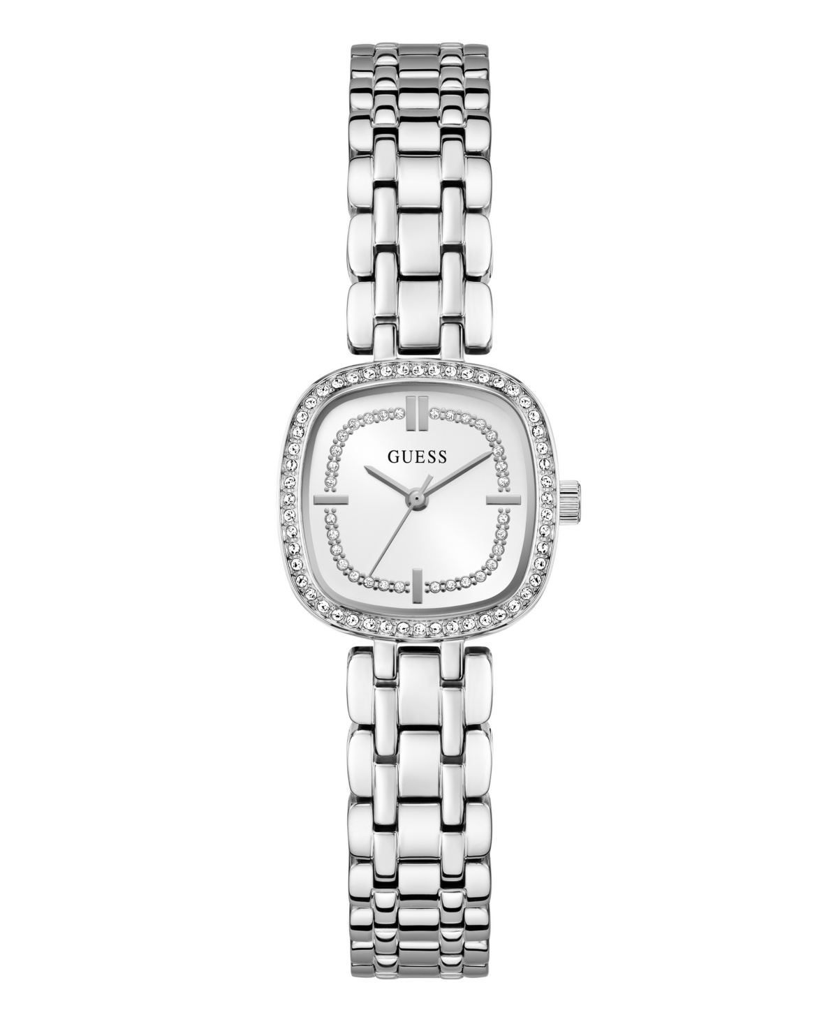 Click here for Guess Womens Quartz Silver-Tone Stainless Steel An... prices