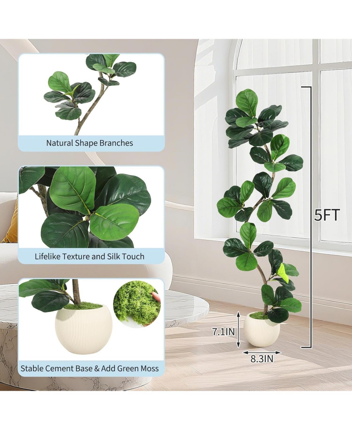 Click here for gaomon Fiddle Leaf Fig Artificial Tree in Planter... prices