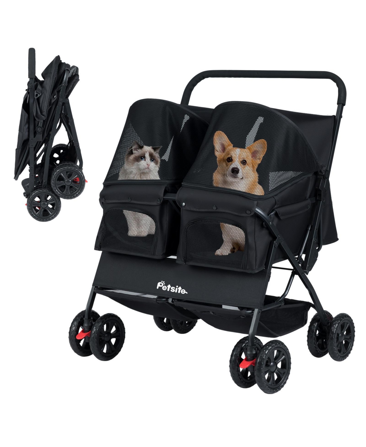 Click here for Gymax Double Pet Stroller w/ 2-seater Carrier Adju... prices