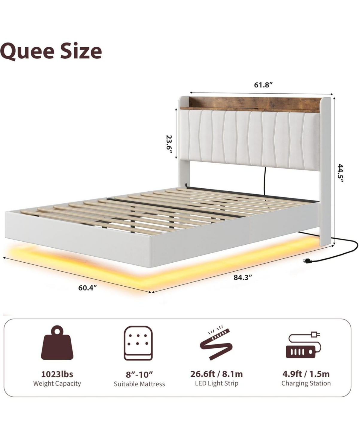 Click here for gaomon Queen Floating Bed Frame with Led Lights an... prices