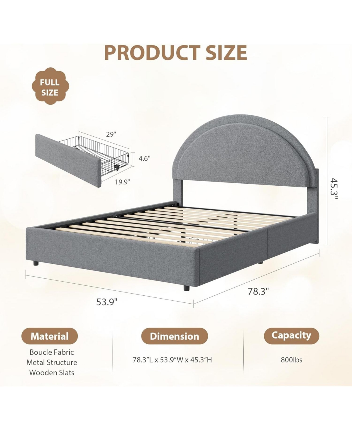 Click here for gaomon Full Boucle Bed Frame with 2 Drawers Uphols... prices