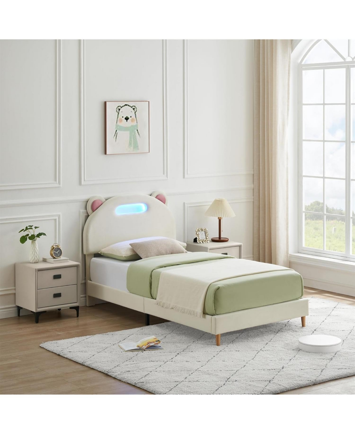 Click here for gaomon Upholstered Platform Bed with Led Lights  H... prices