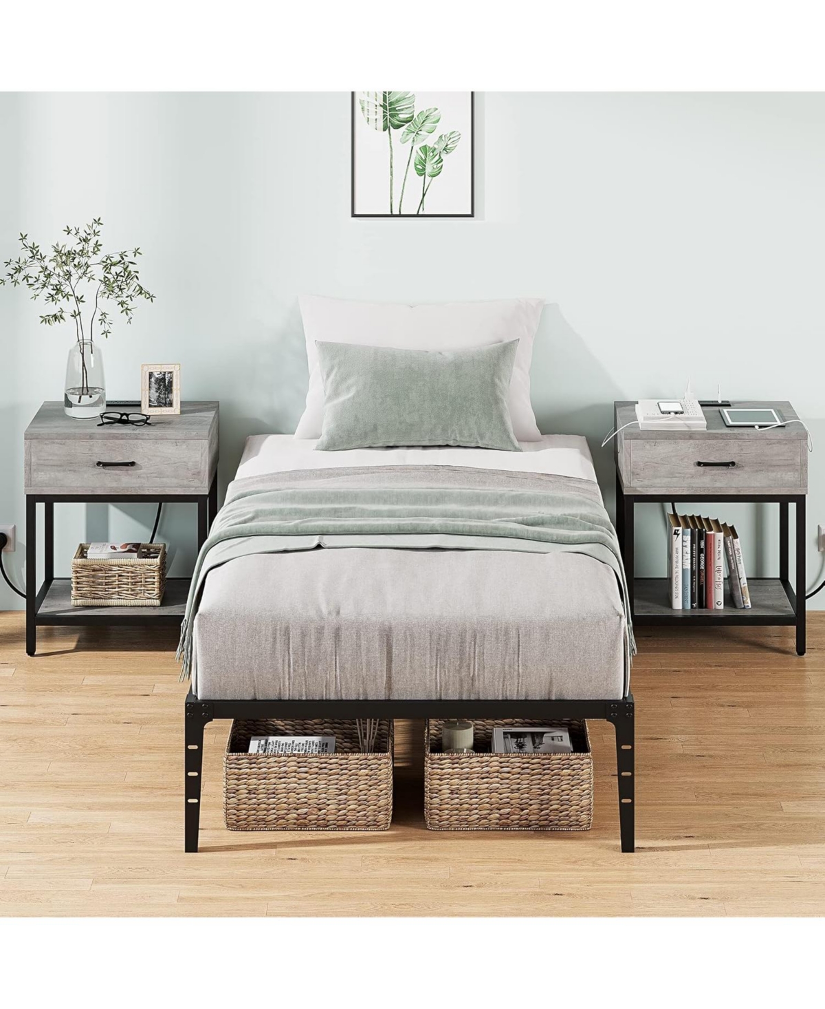 Click here for gaomon 3-Piece Bedroom Set: Twin Metal Platform Be... prices