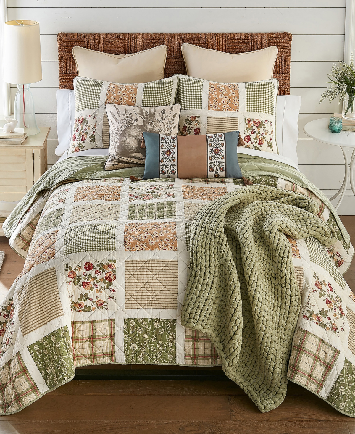 Click here for Donna Sharp Peach Rose Cotton 3-Pc. Quilt Set  Que... prices